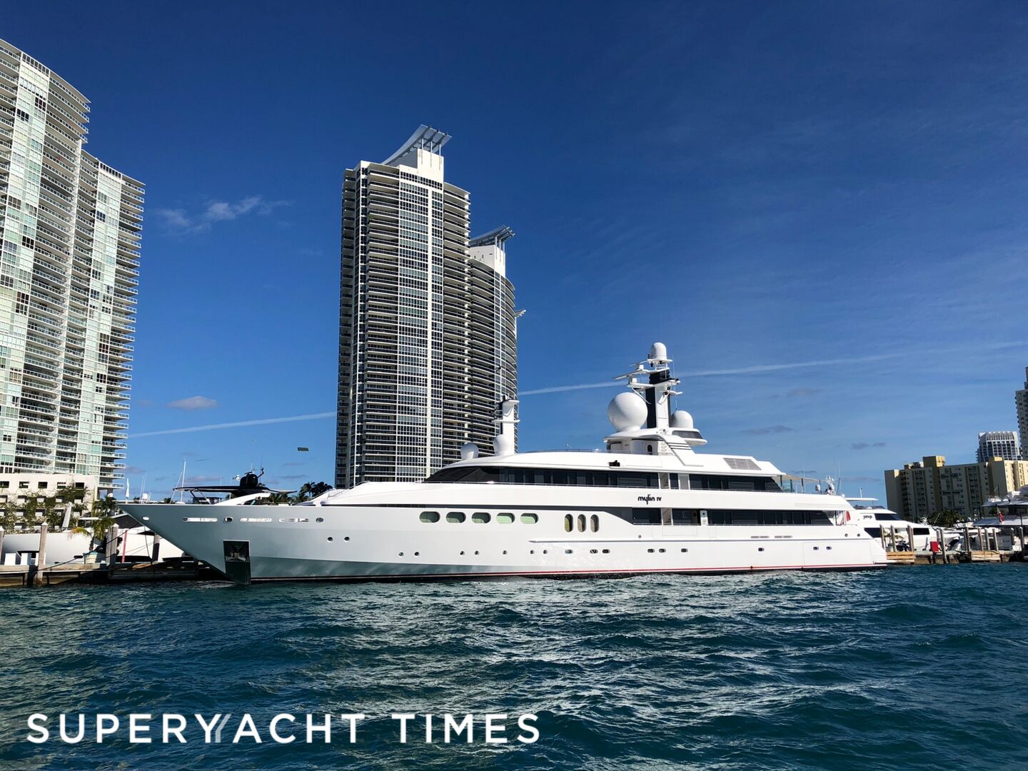 61m classic Feadship superyacht Mylin IV docked in Miami