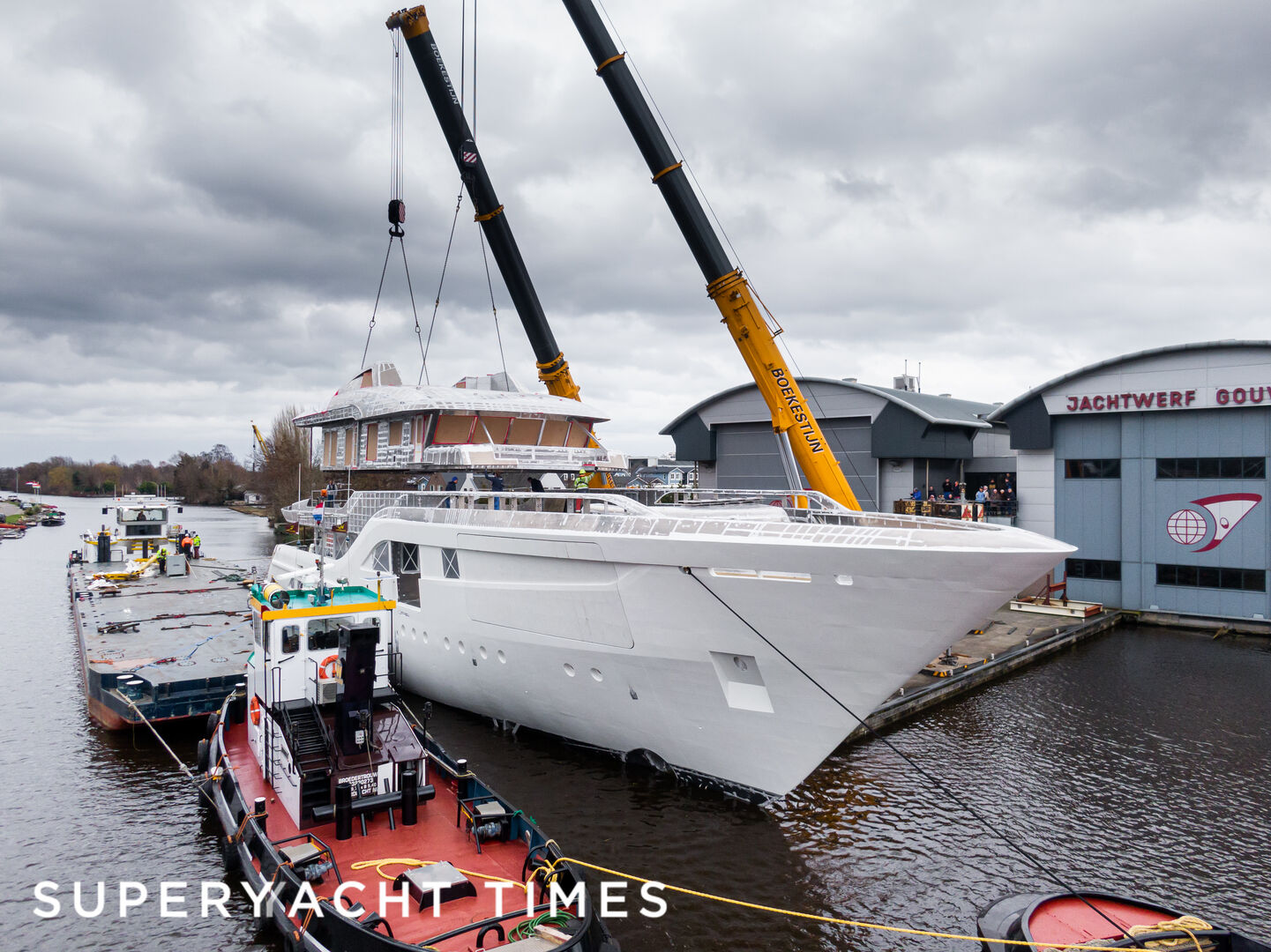 First glimpse: 55m Feadship project 704 ready for outfitting