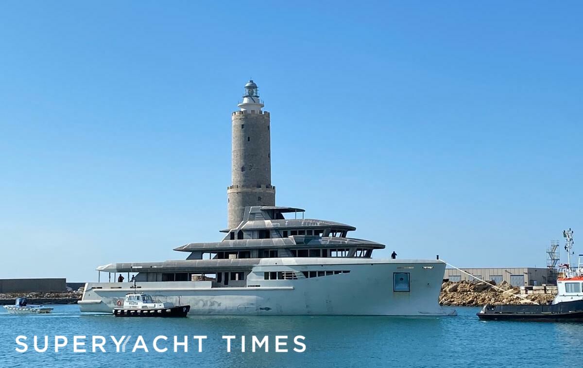 55m explorer yacht Supernova 55 arrives in Livorno for outfitting