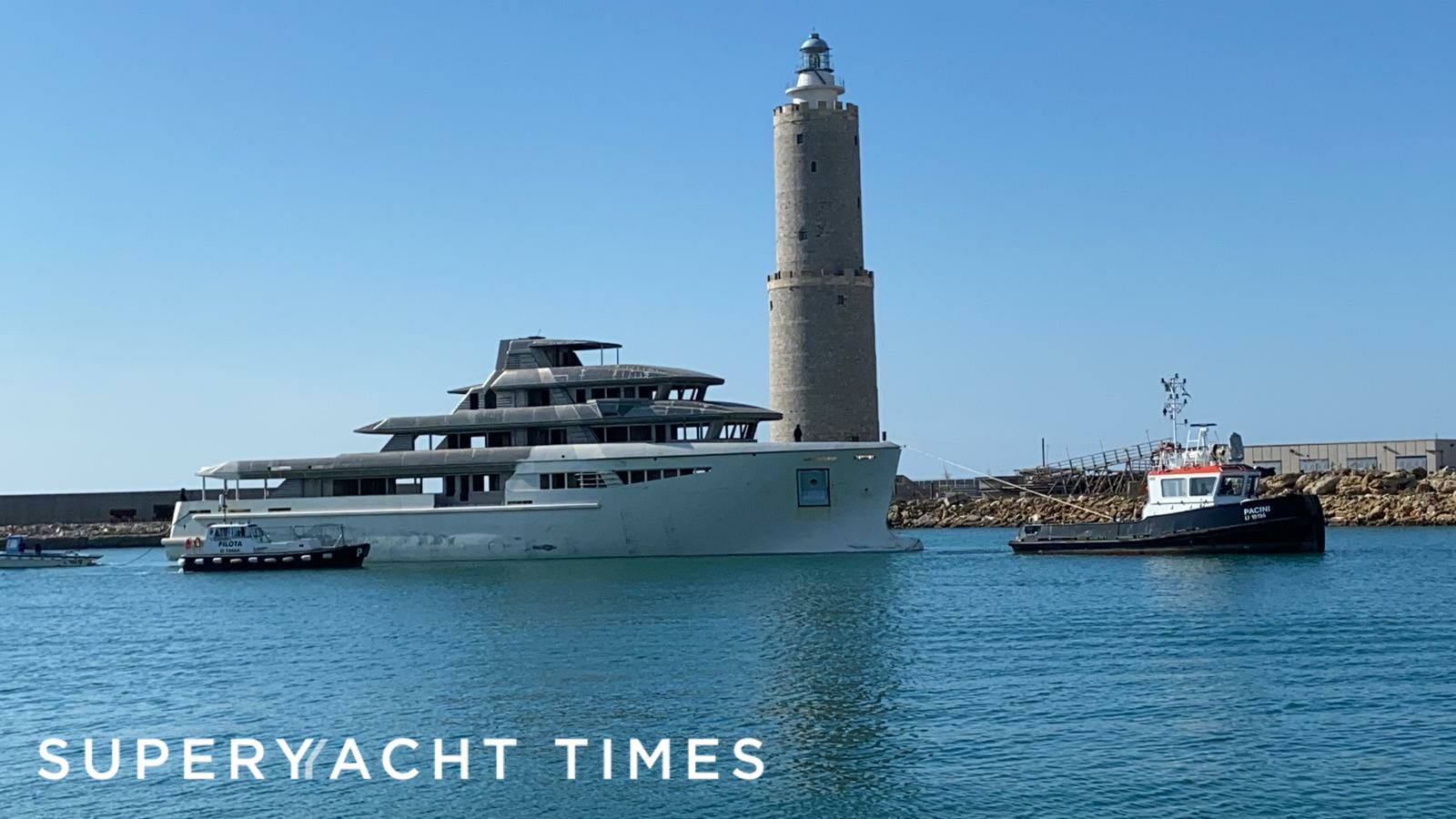 55m explorer yacht Supernova 55 arrives in Livorno for outfitting