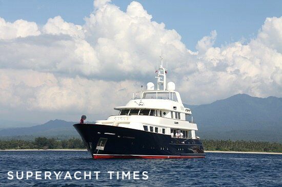 Superyacht Calliope at anchor off Gili Air in Indonesia