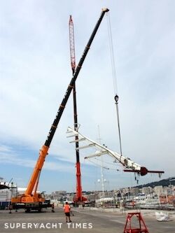 Spectacular unstepping of Sailing Yacht Asahi's mast at STP