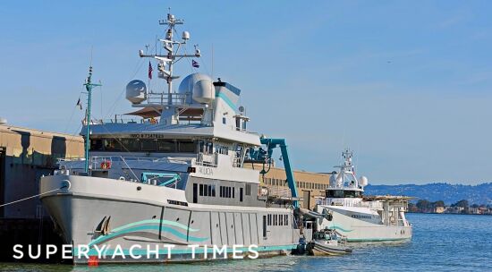 Explorer yachts Alucia and Umbra alongside in San Fransisco