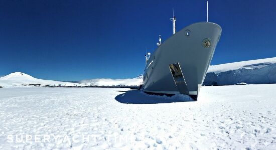 The 71m superyacht Enigma XK in Antarctica