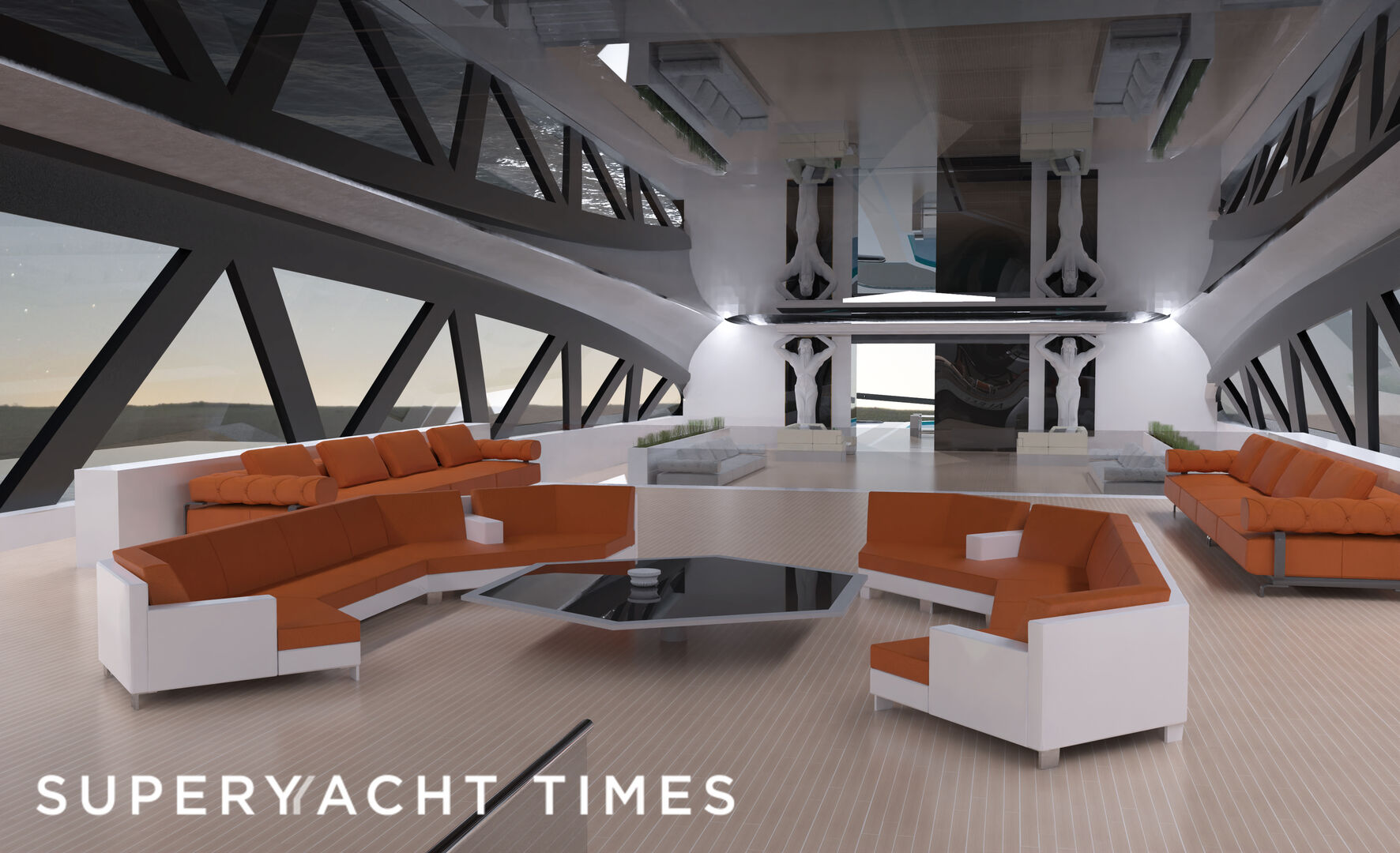 Lazzarini designs radical 153m shark-shaped concept with 3 helis and 8 ...
