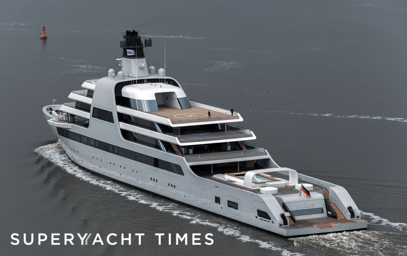140m superyacht Solaris on sea trials in the North Sea