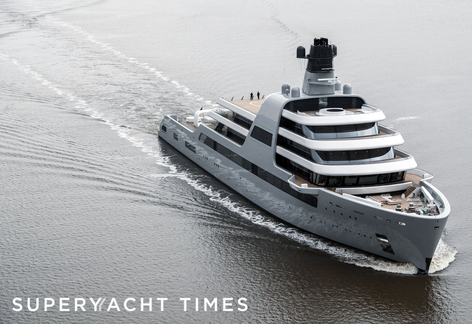 140m superyacht Solaris on sea trials in the North Sea