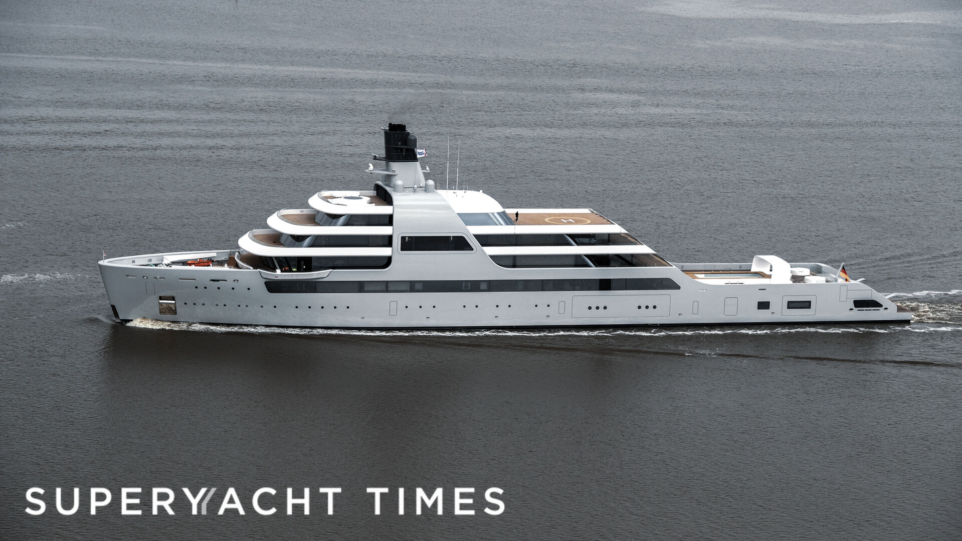 140m superyacht Solaris on sea trials in the North Sea