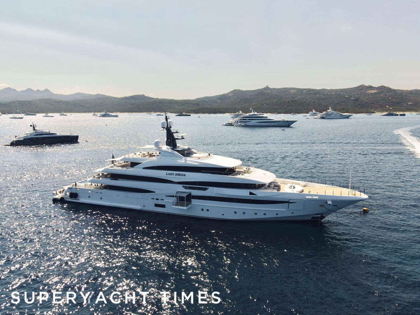 The 74m Lady Jorgia yacht in Cala di Volpe