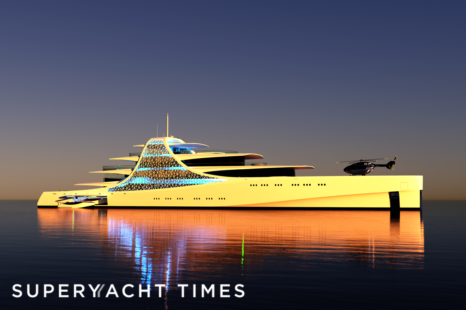 Project Crystal: 94m superyacht concept with three pools and a helipad ...