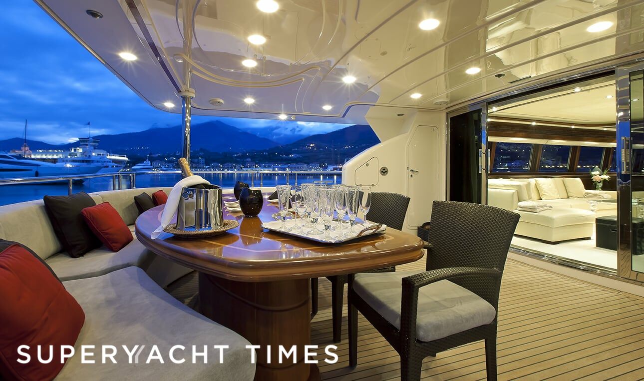 34m Custom Line motor yacht Lady Maria on the market