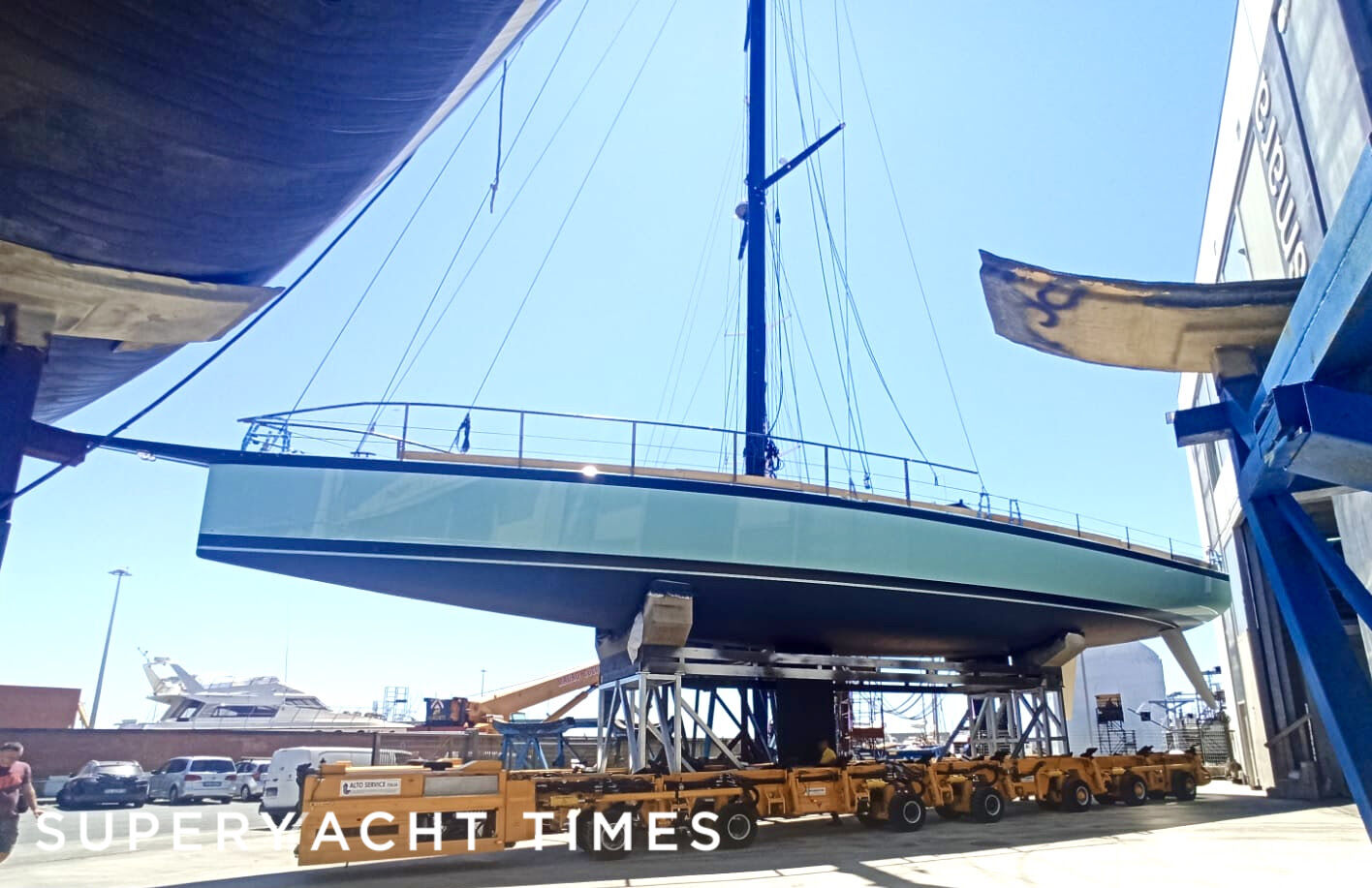 The 26m sailing yacht Momi prepared for launch