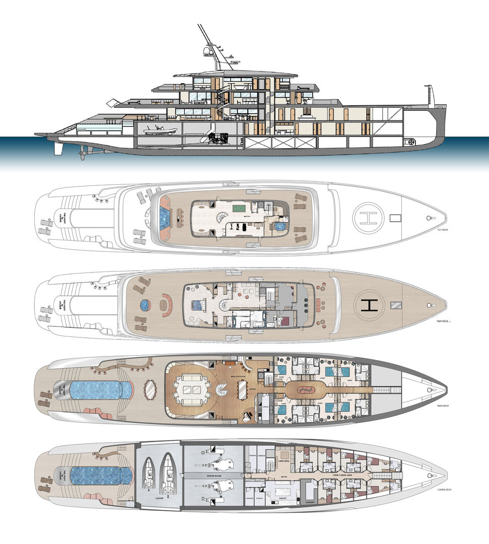 Super Yacht Layout Fraser | Luxury Yachts For Sale, Charter,