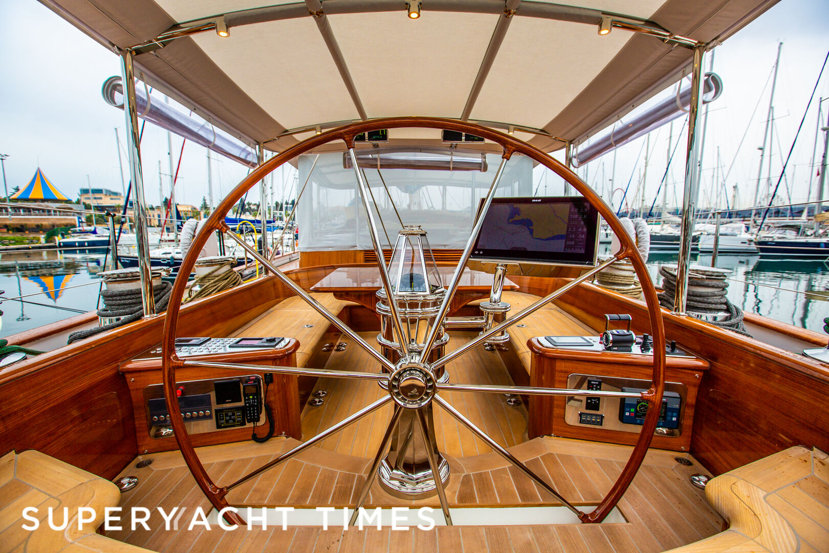 Onboard the Hoek designed sailing yacht Grace III