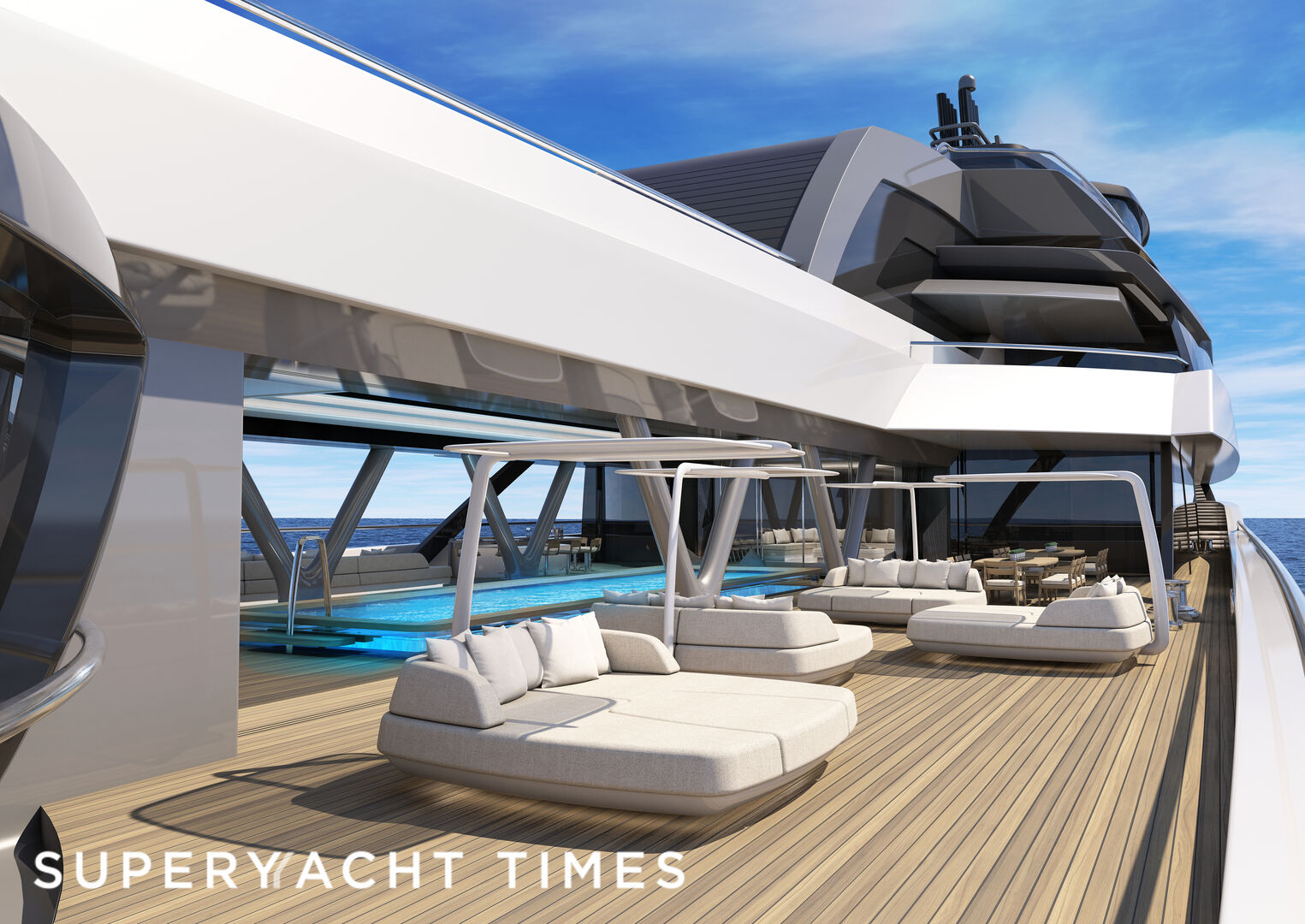 127m concept superyacht REX: Squash court, heli hangar and indoor ...