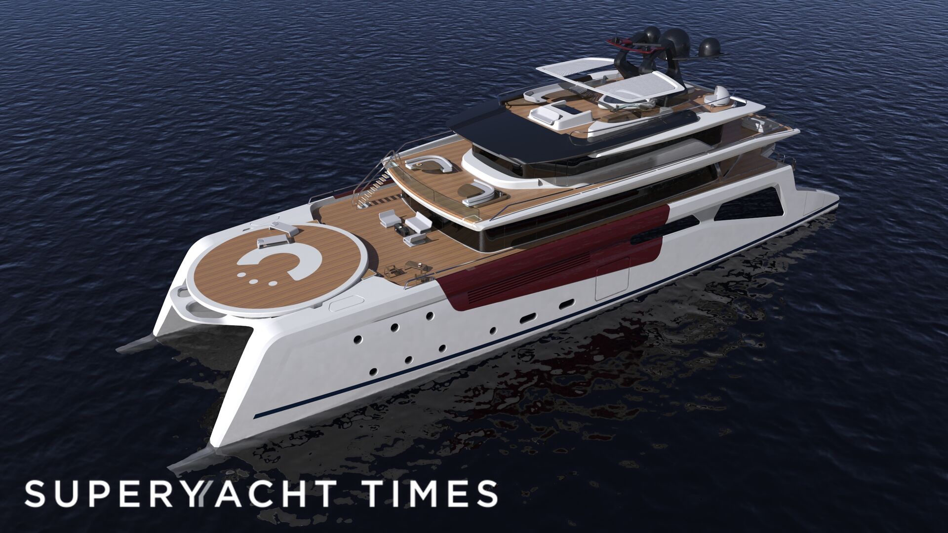 Cynthesis 180 concept: 58m catamaran with helipad, numerous pools and a ...