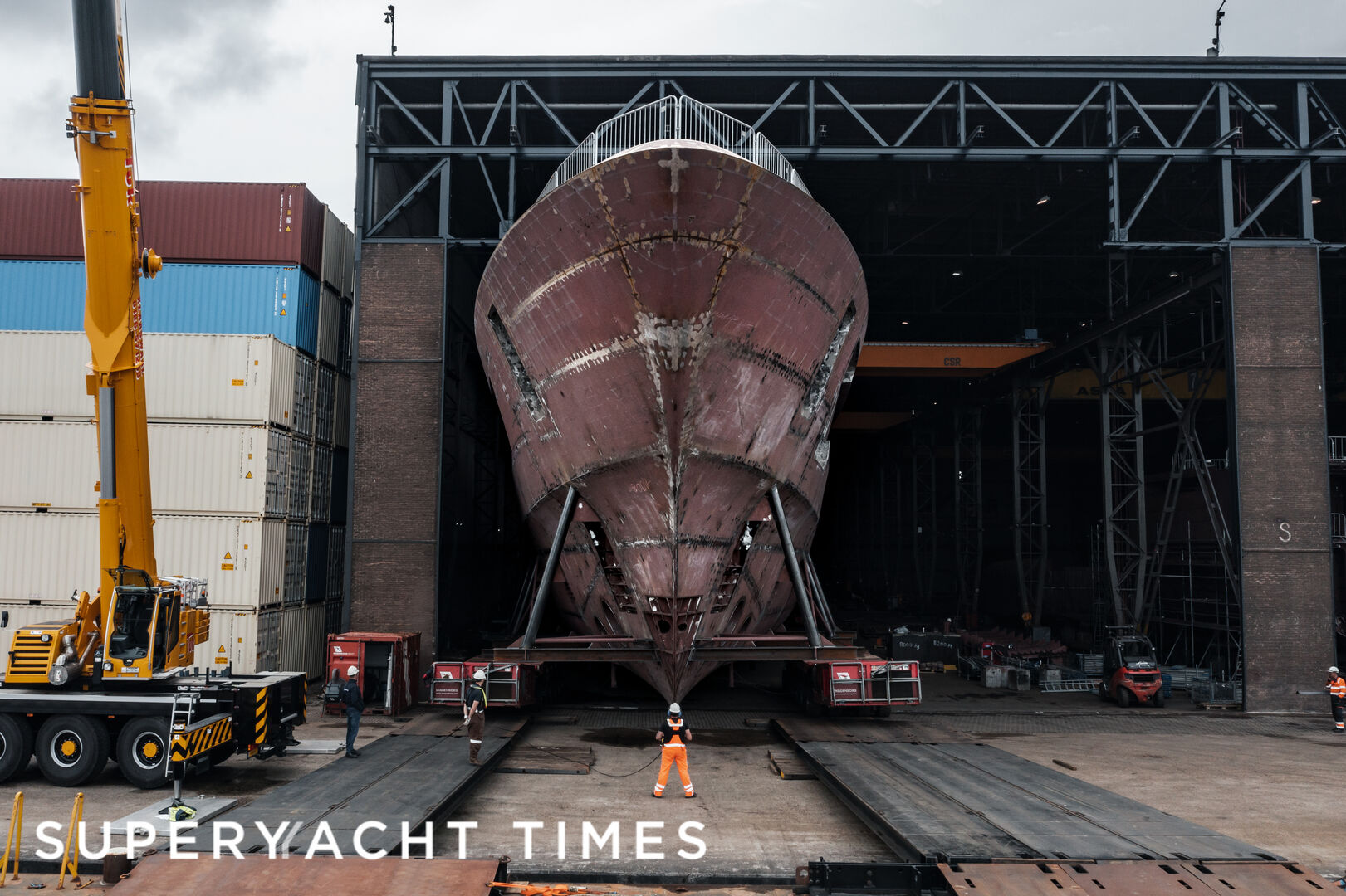 In pictures: Bow of 91m Feadship captured in-build