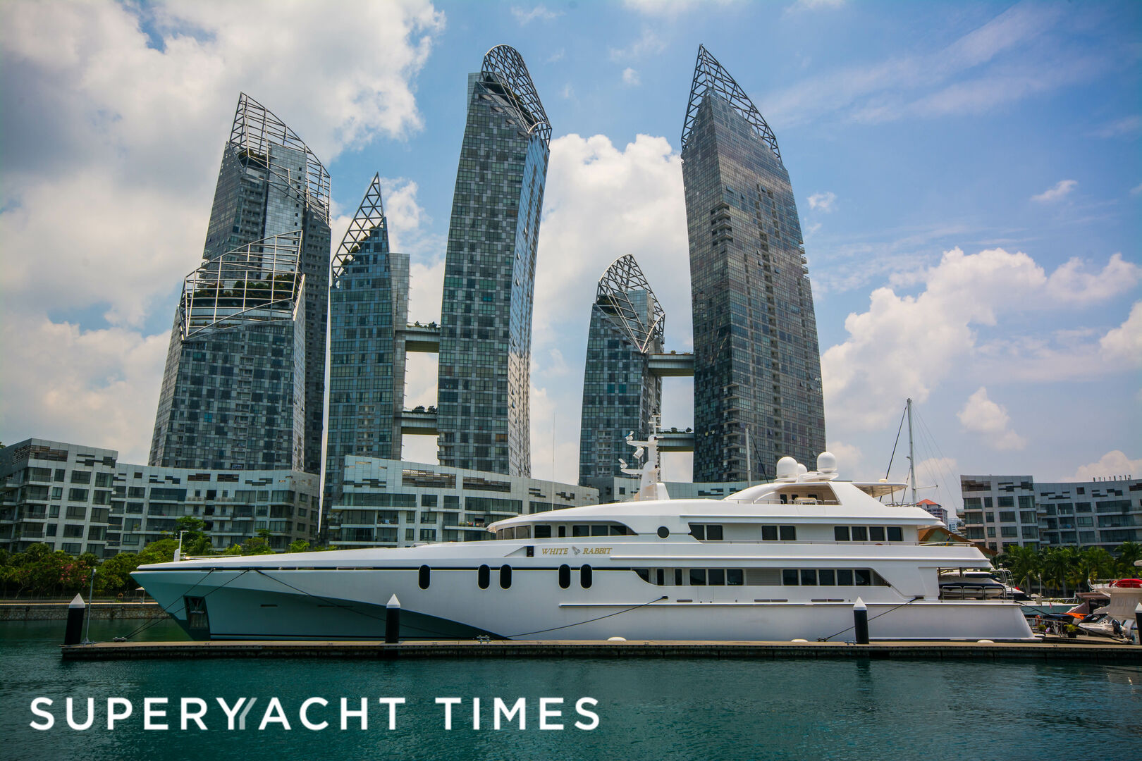 In Pictures: the 61.4m trimaran White Rabbit in Singapore