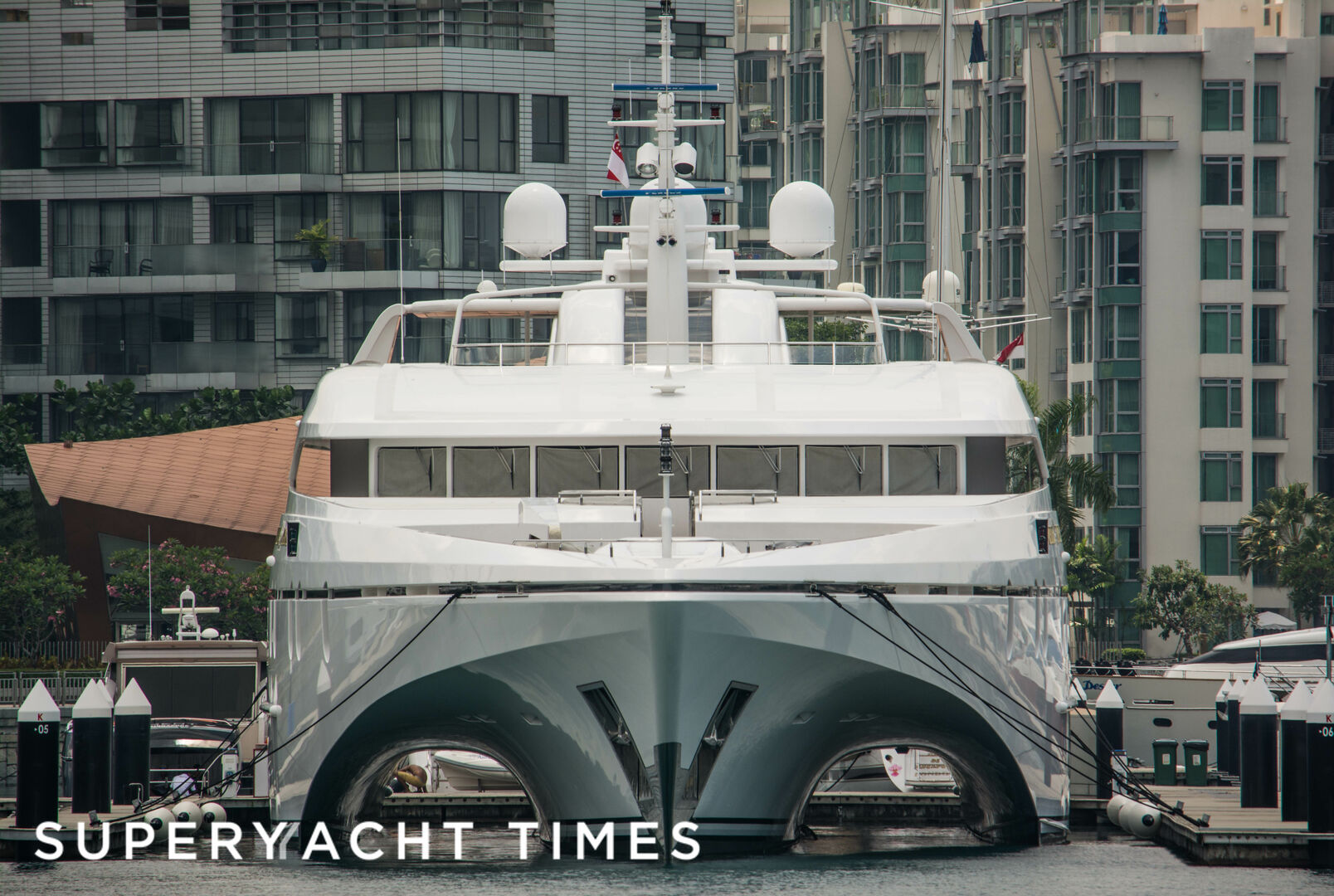 In Pictures: the 61.4m trimaran White Rabbit in Singapore