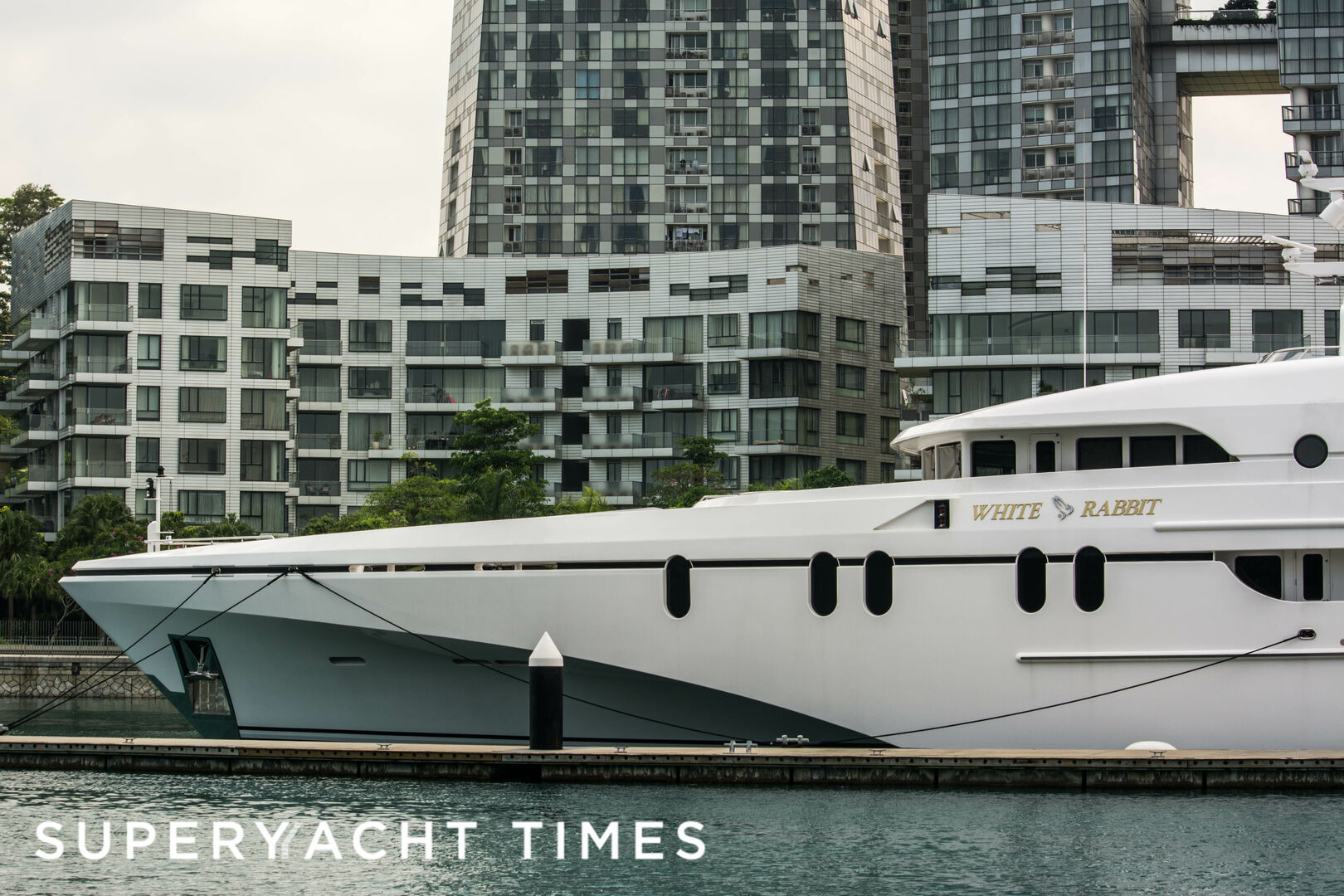 In Pictures: the 61.4m trimaran White Rabbit in Singapore