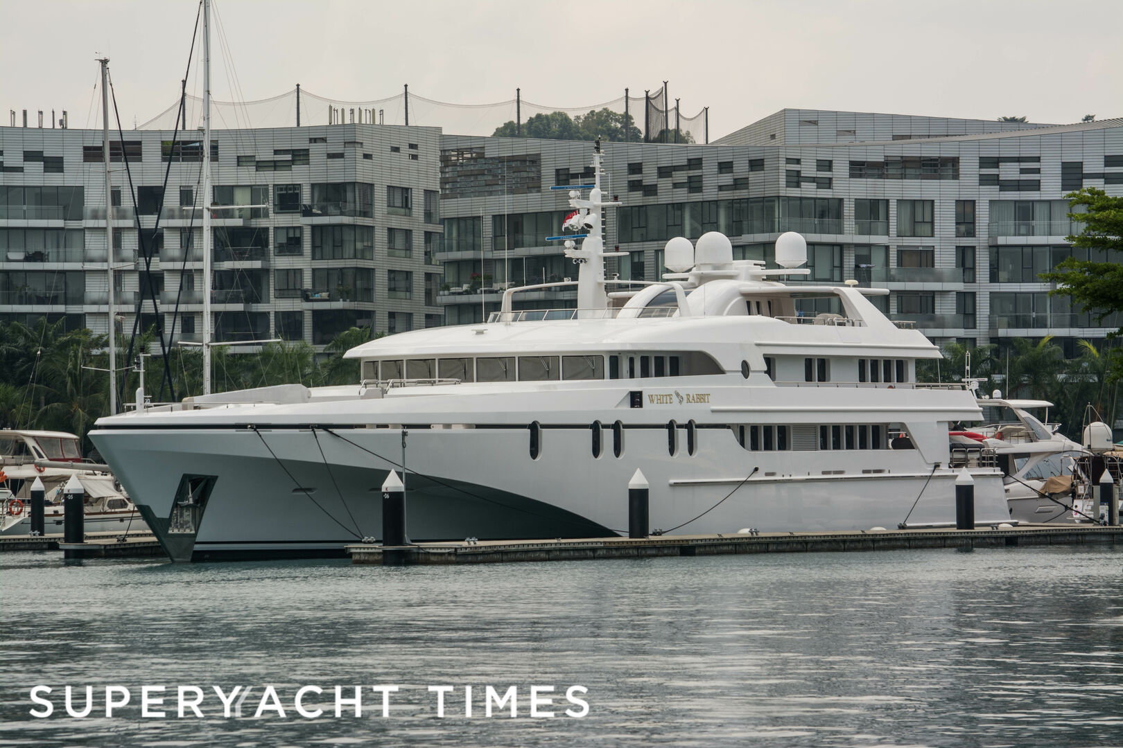 In Pictures: the 61.4m trimaran White Rabbit in Singapore
