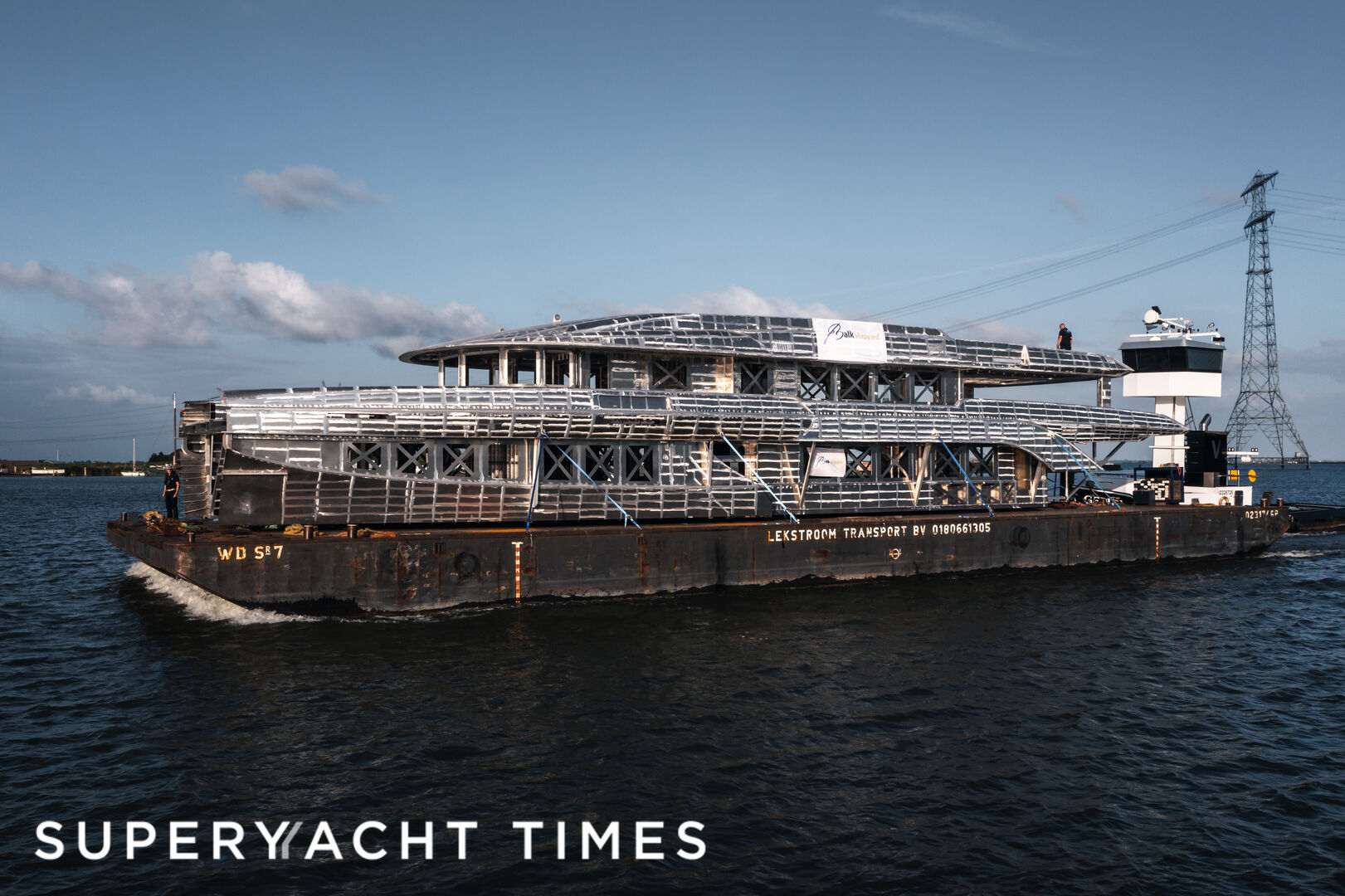 In Pictures: Superstructure of 55m superyacht in transit from Balk Shipyard