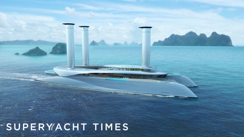 Eco-friendly 100m Flettner rotor superyacht concept unveiled by 3deluxe