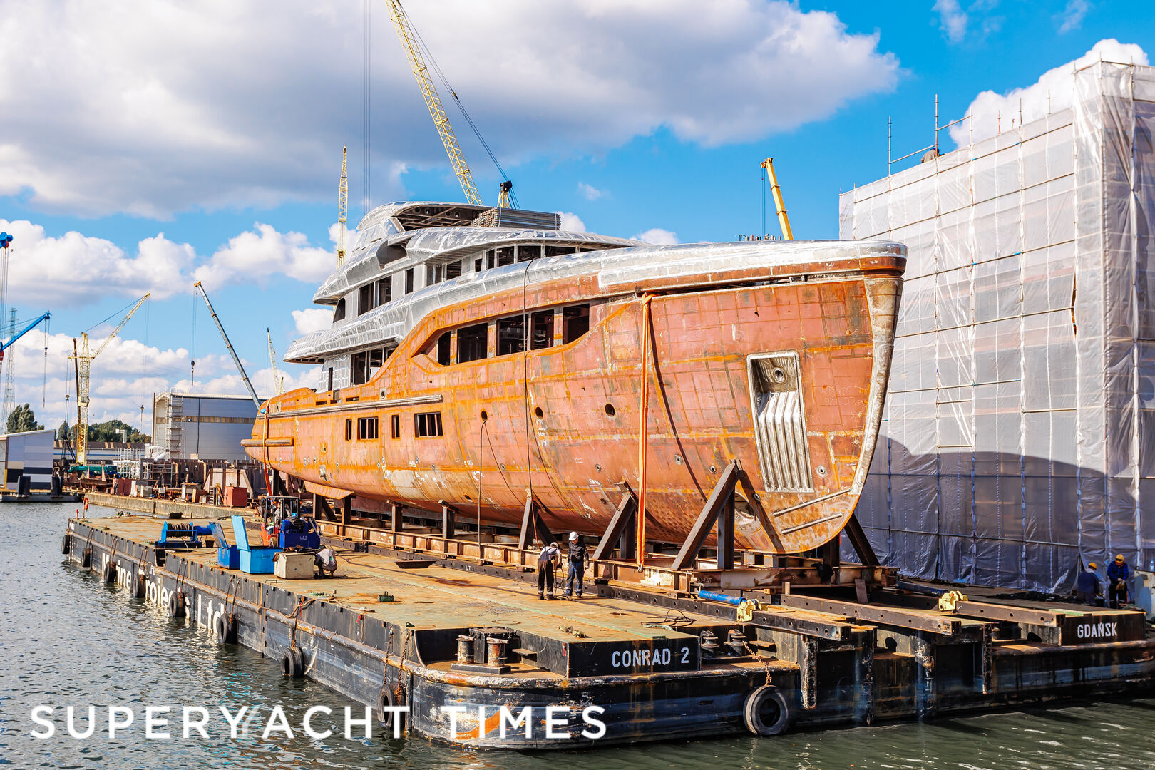 Hull two of Conrad Yachts’ 45m C144S yacht moves to outfitting