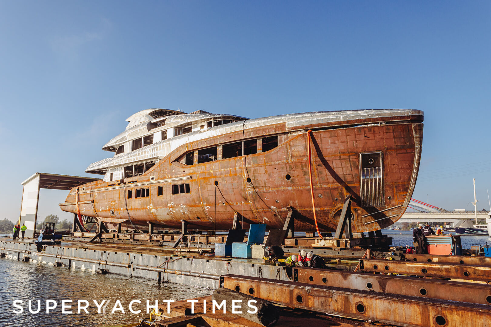 Hull two of Conrad Yachts’ 45m C144S yacht moves to outfitting