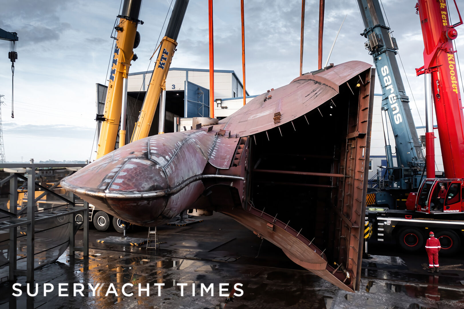 Construction milestone: Heesen turns hull of 55m Project Serena superyacht