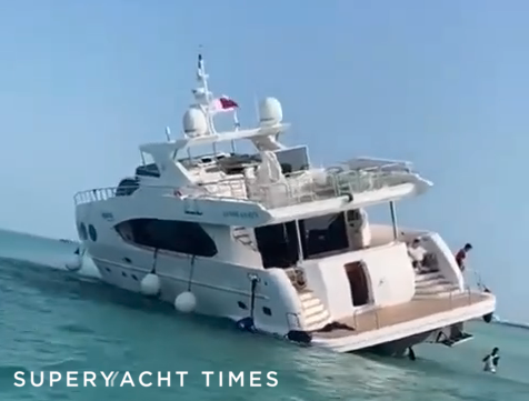 33m Gulf Craft motor yacht Lusail Queen runs aground in Doha, Qatar