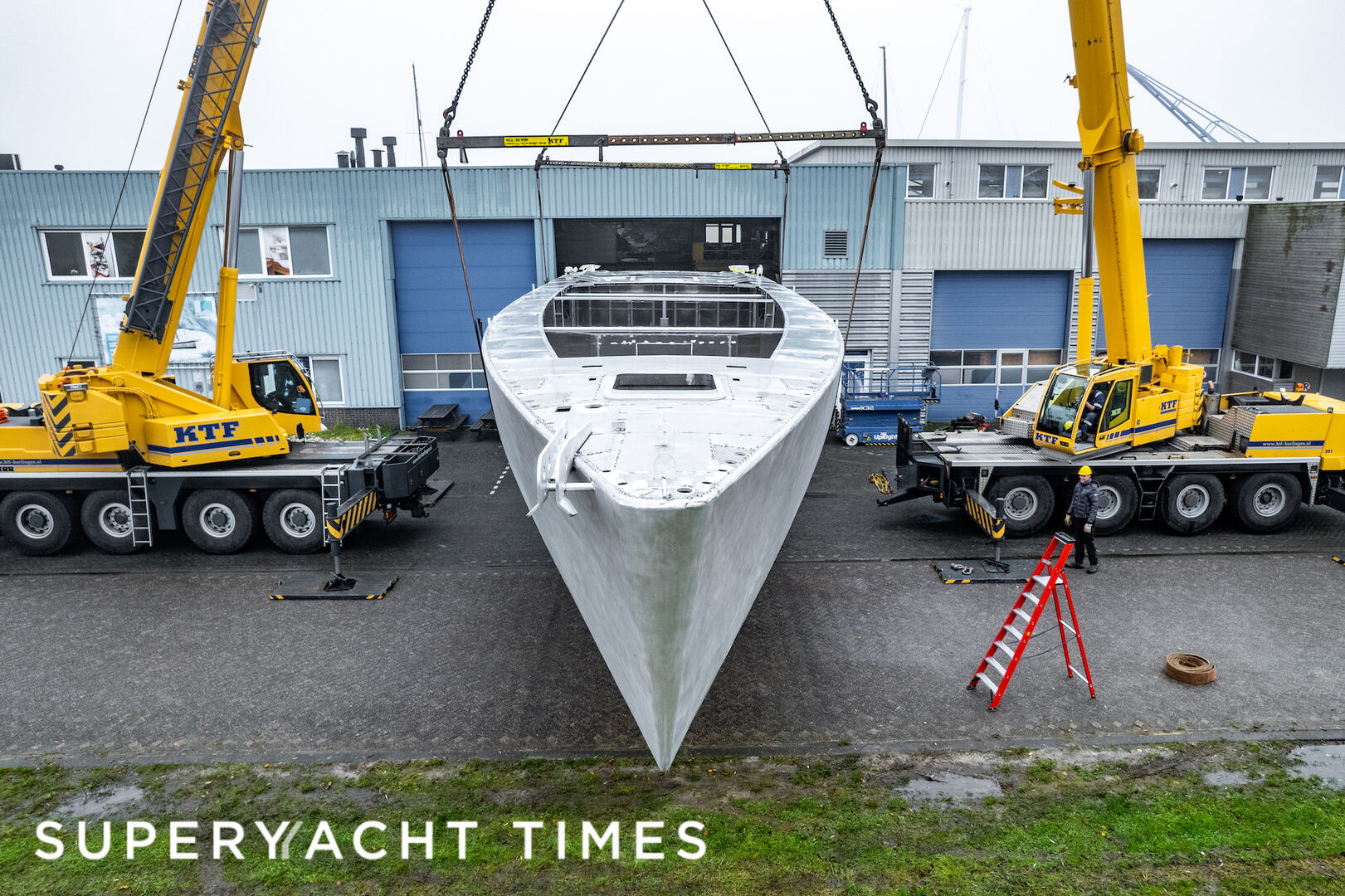 KM Yachtbuilders turns hull of the second Pelagic 77 sailing yacht