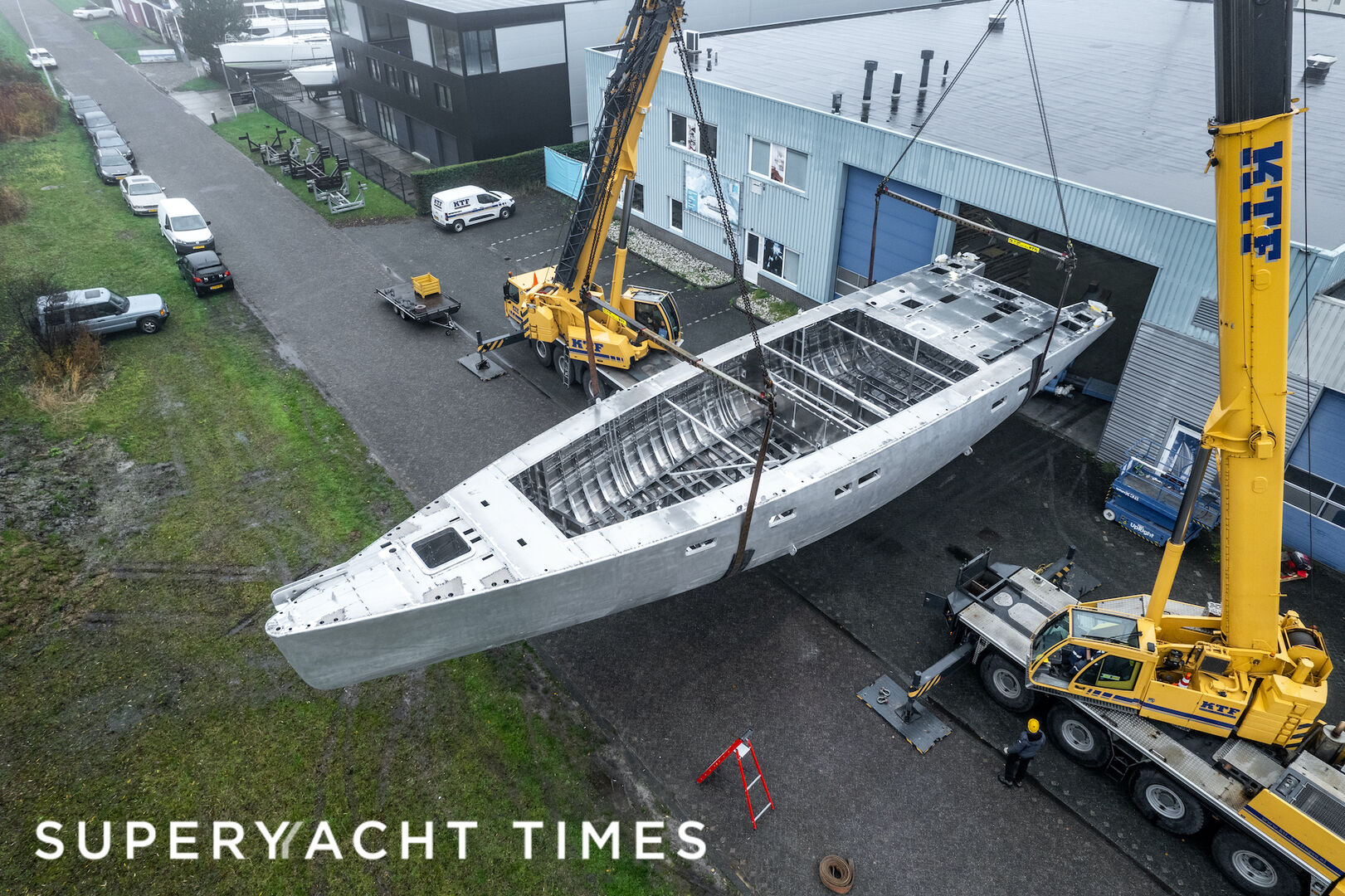 KM Yachtbuilders turns hull of the second Pelagic 77 sailing yacht