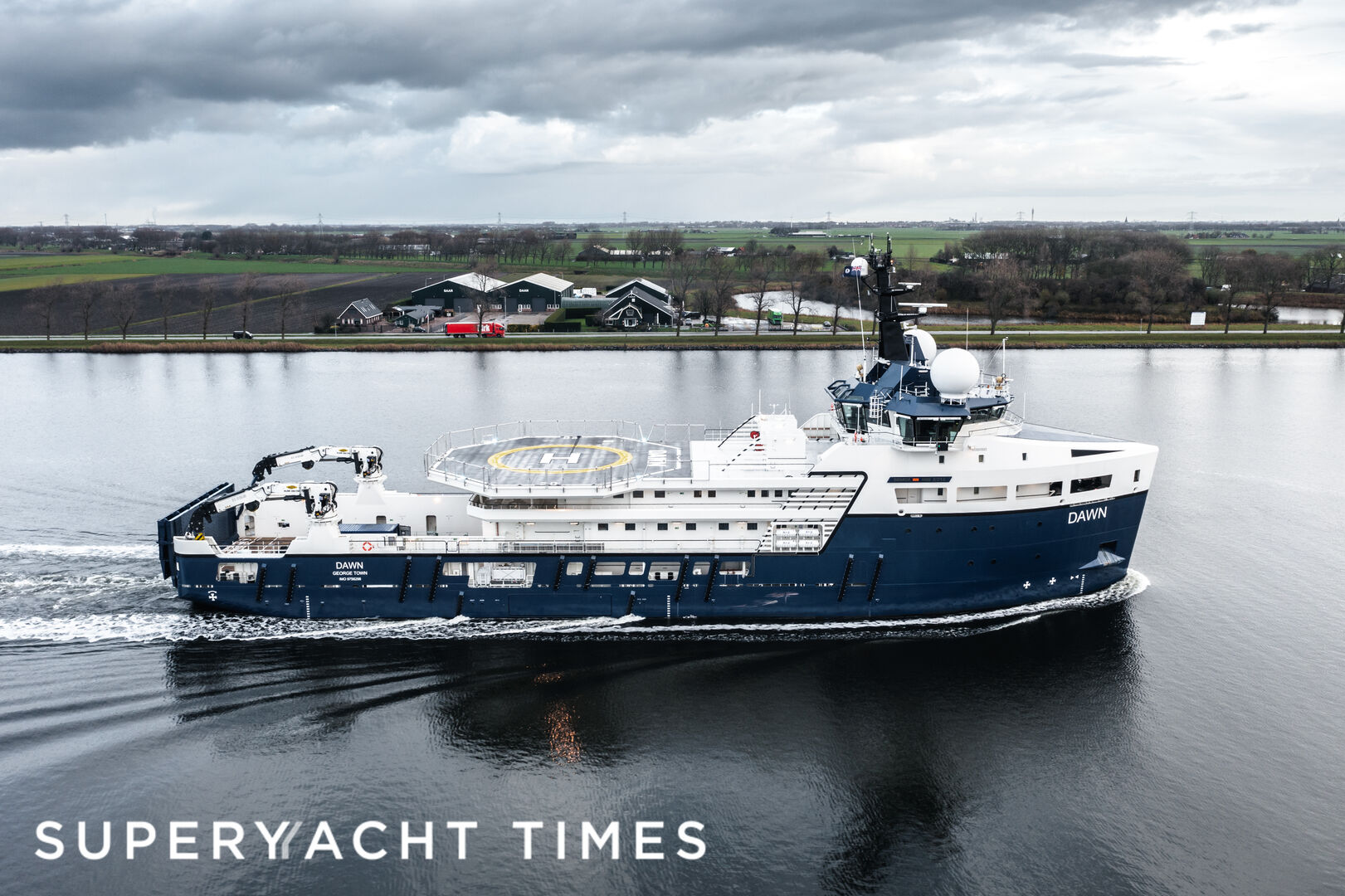 80m Damen Shipyards humanitarian support vessel Dawn on sea trials
