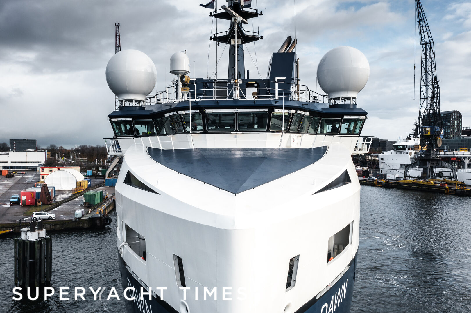 80m Damen Shipyards humanitarian support vessel Dawn on sea trials