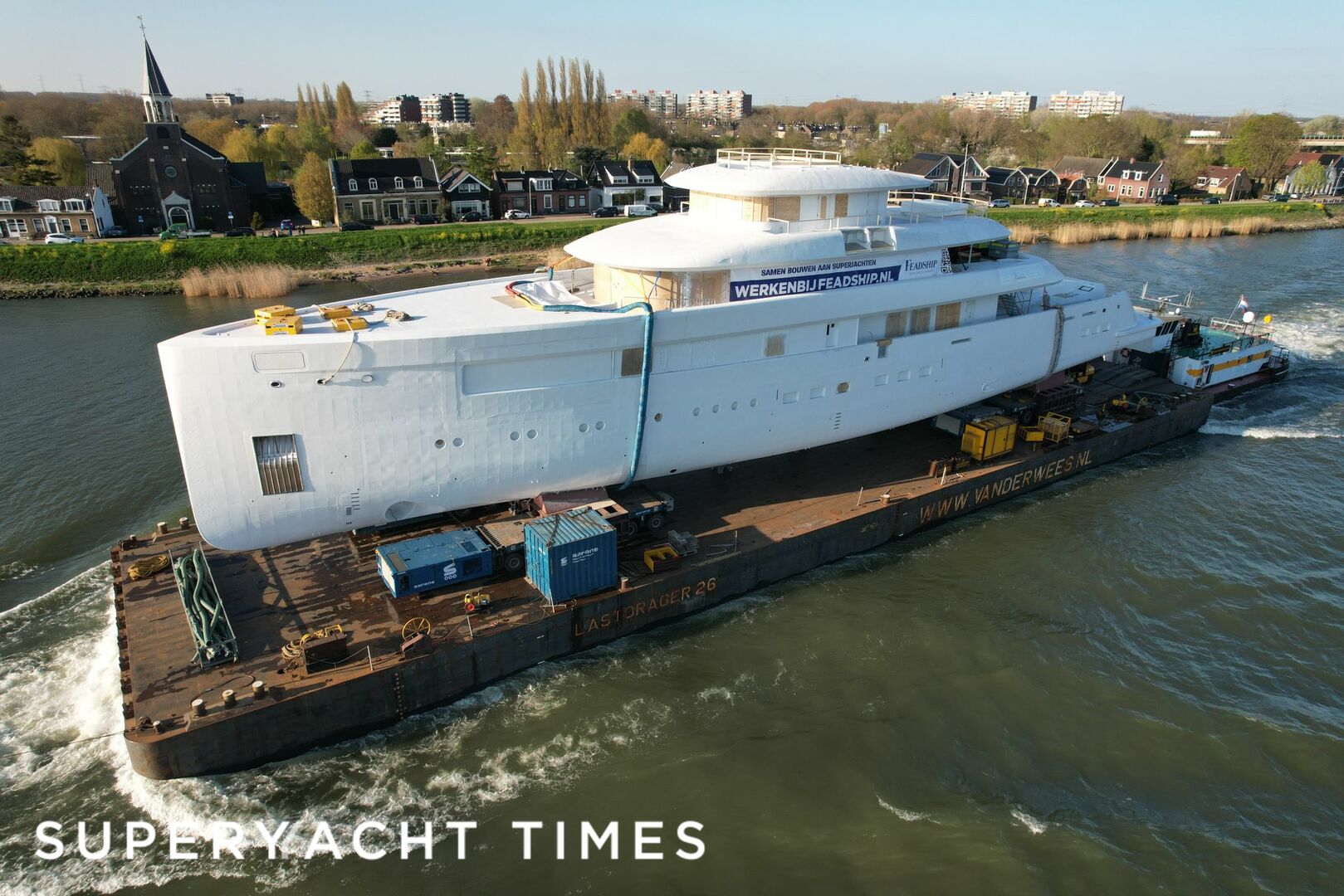 New 60m superyacht Feadship 713 on route to Aalsmeer facility for ...