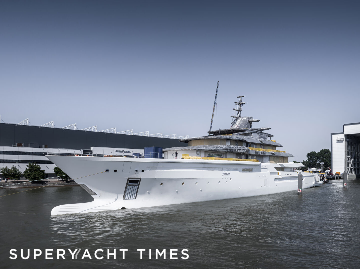 111m Oceanco superyacht Project Y722 seen out of the shed for the first time