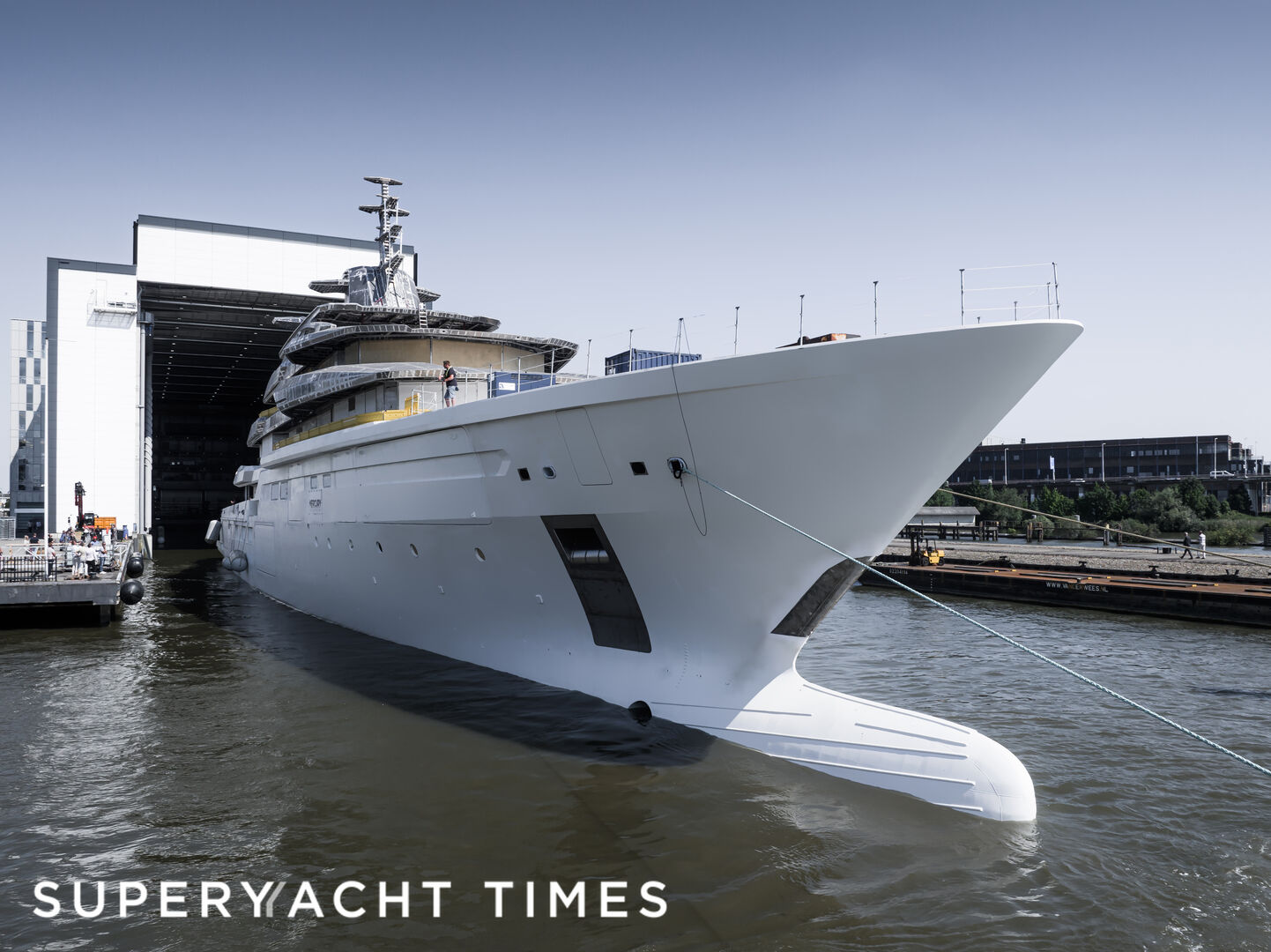 111m Oceanco superyacht Project Y722 seen out of the shed for the first time