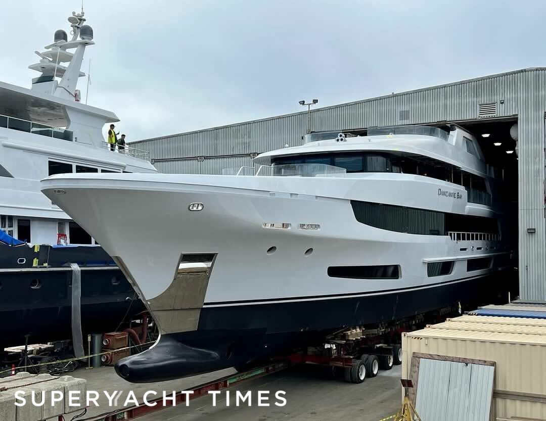 50m Crescent Custom superyacht Danzante Bay seen for the first time