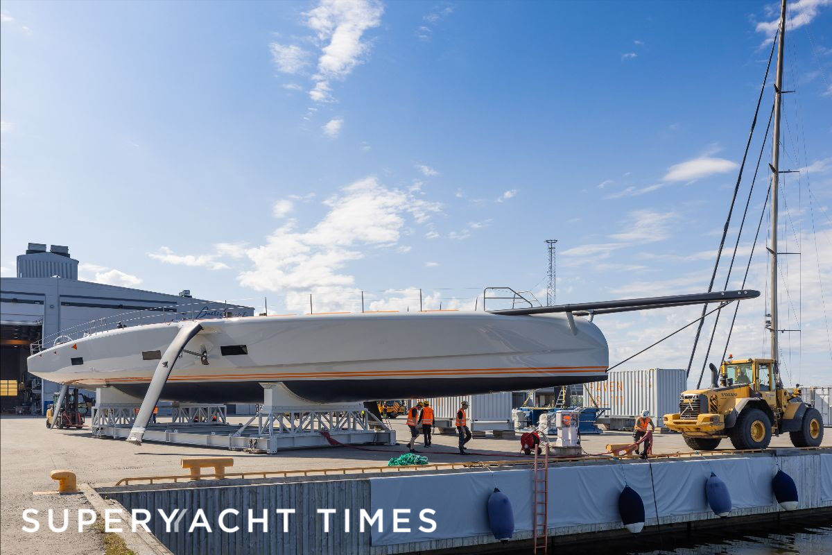 Radical 34m foil-assisted Baltic custom yacht Raven nears launch