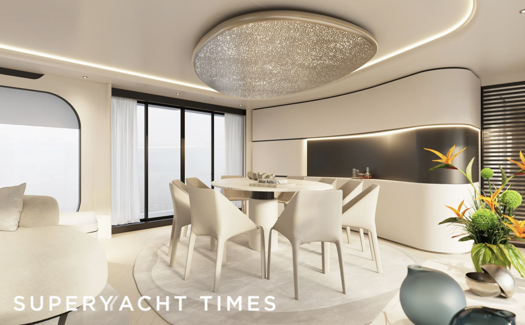 New interior renders of 34m Van der Valk yacht Project 111.11 unveiled