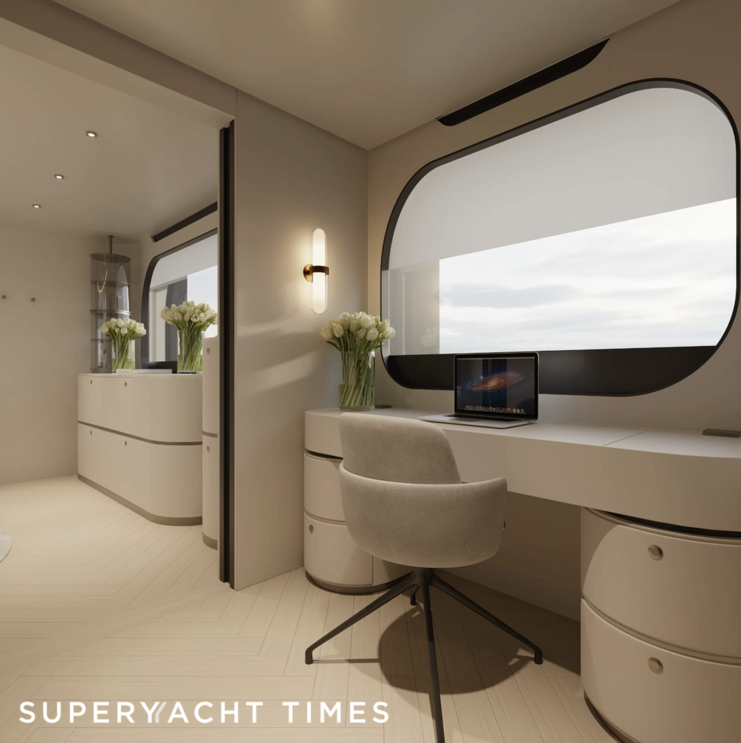 New interior renders of 34m Van der Valk yacht Project 111.11 unveiled
