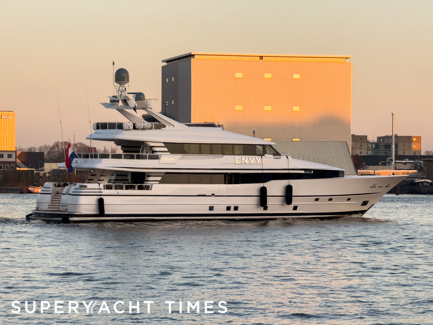 41m Lürssen superyacht Envy passes through Amsterdam
