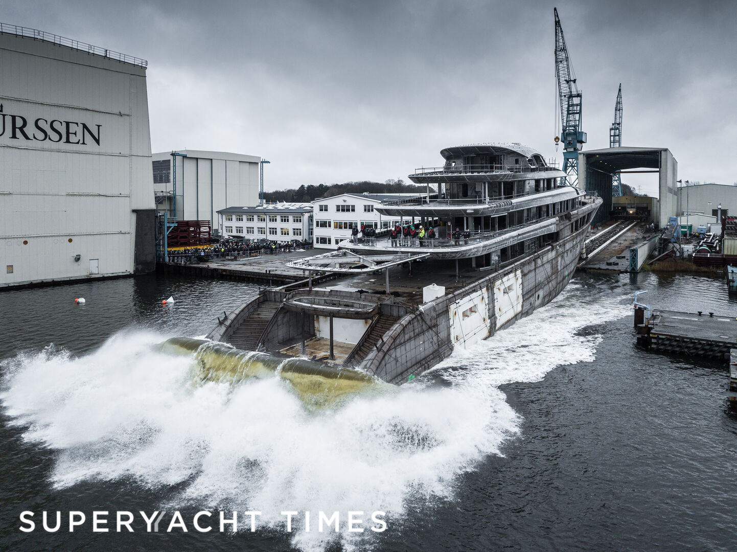 Hull of 102m Lürssen superyacht JASSJ seen for the first time