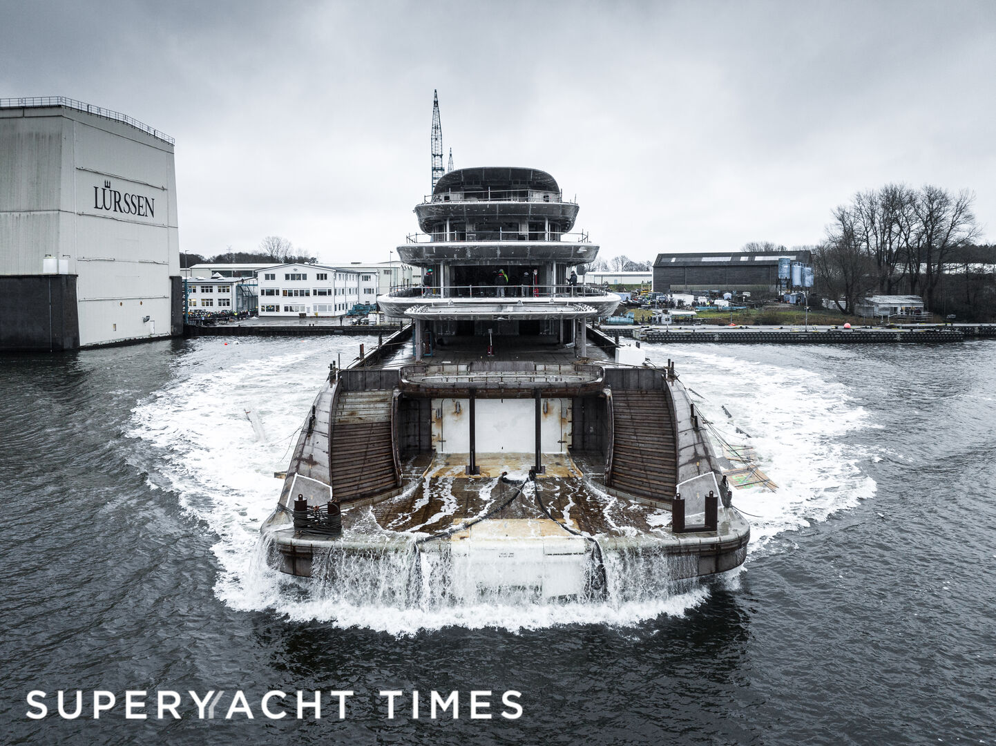 Hull of 102m Lürssen superyacht JASSJ seen for the first time