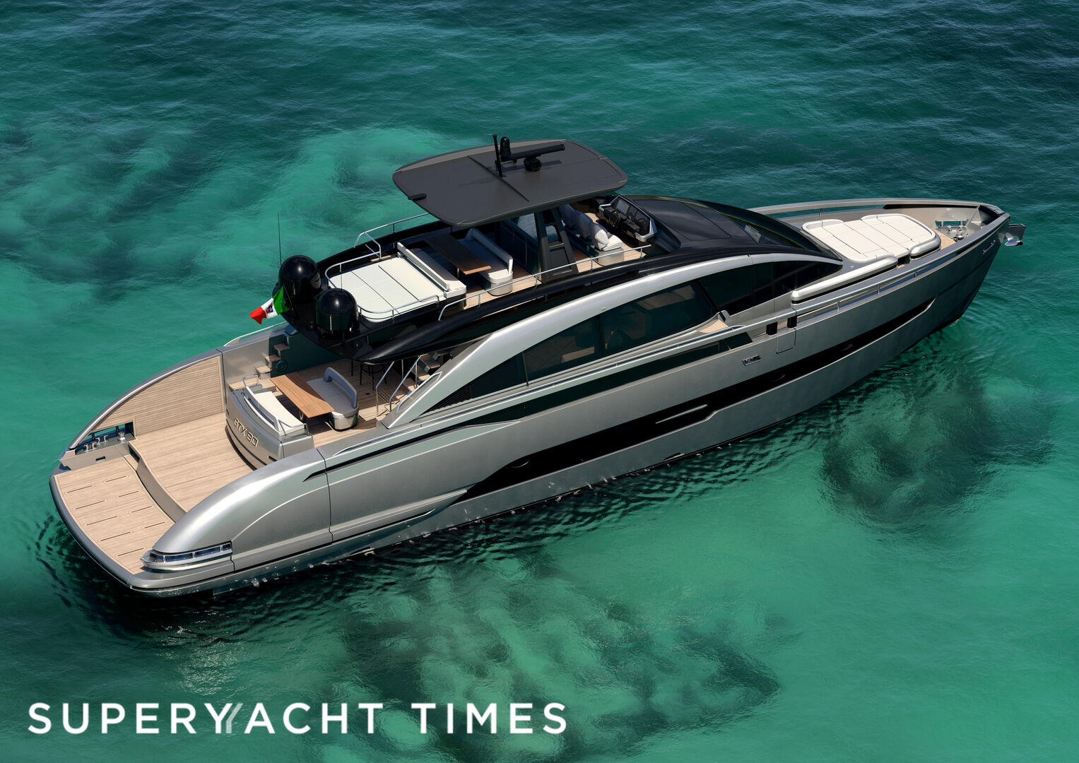First look at the renders of 24m Pershing GTX80 yacht model