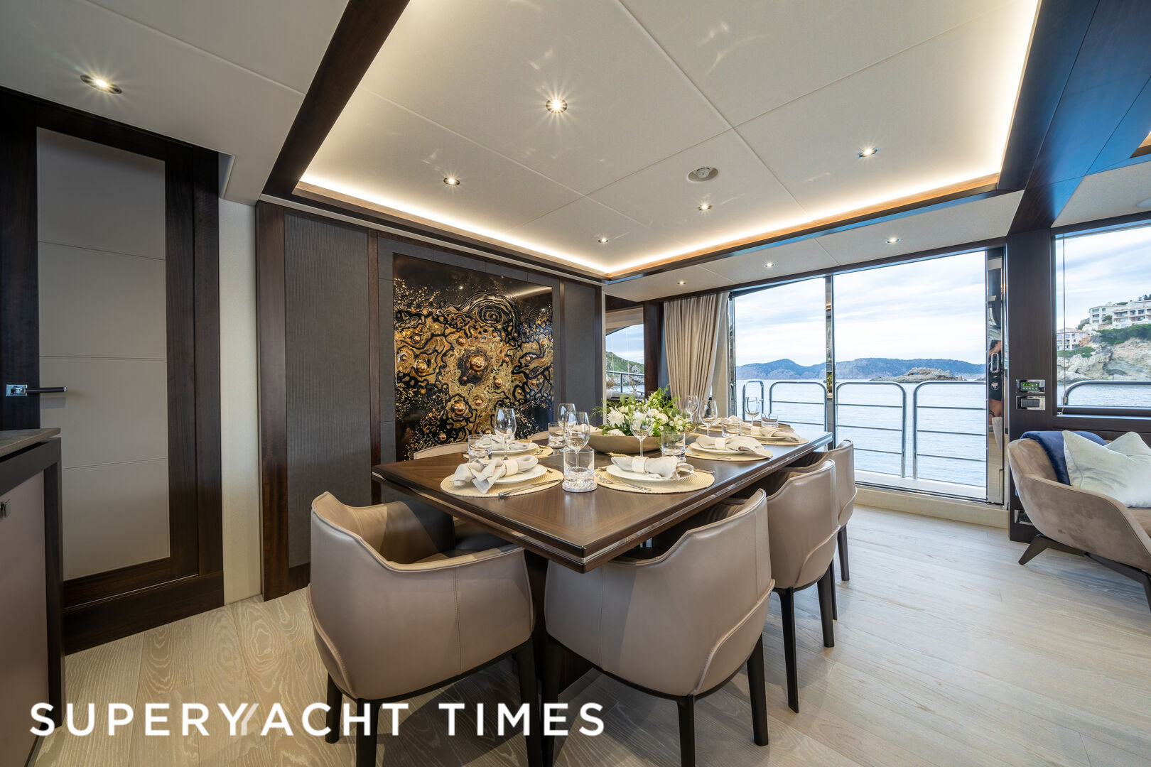 Onboard 28m custom Sunseeker Meros 95 yacht Blue Infinity One