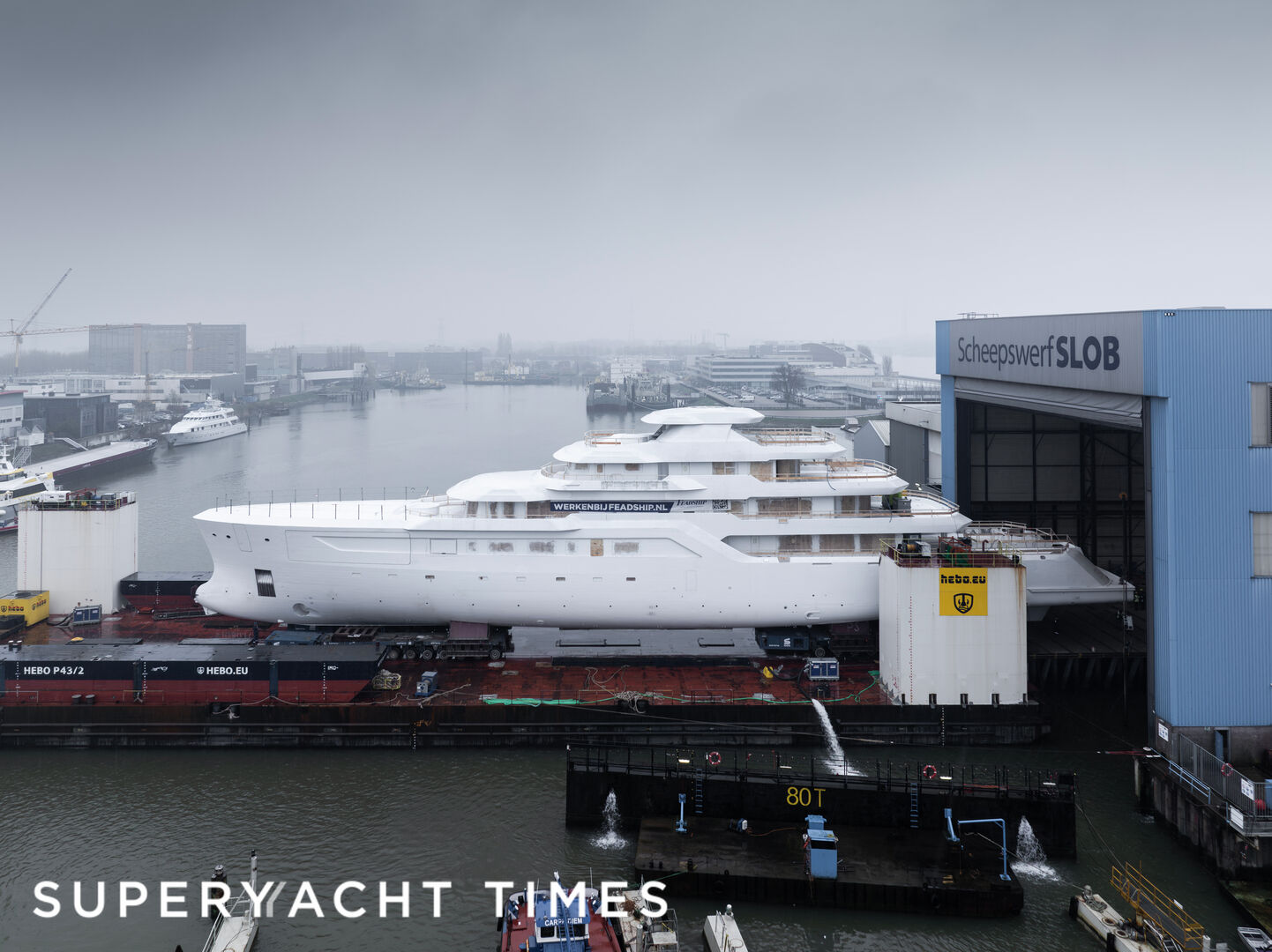 80m Feadship Project 715 superyacht hull seen for the first time
