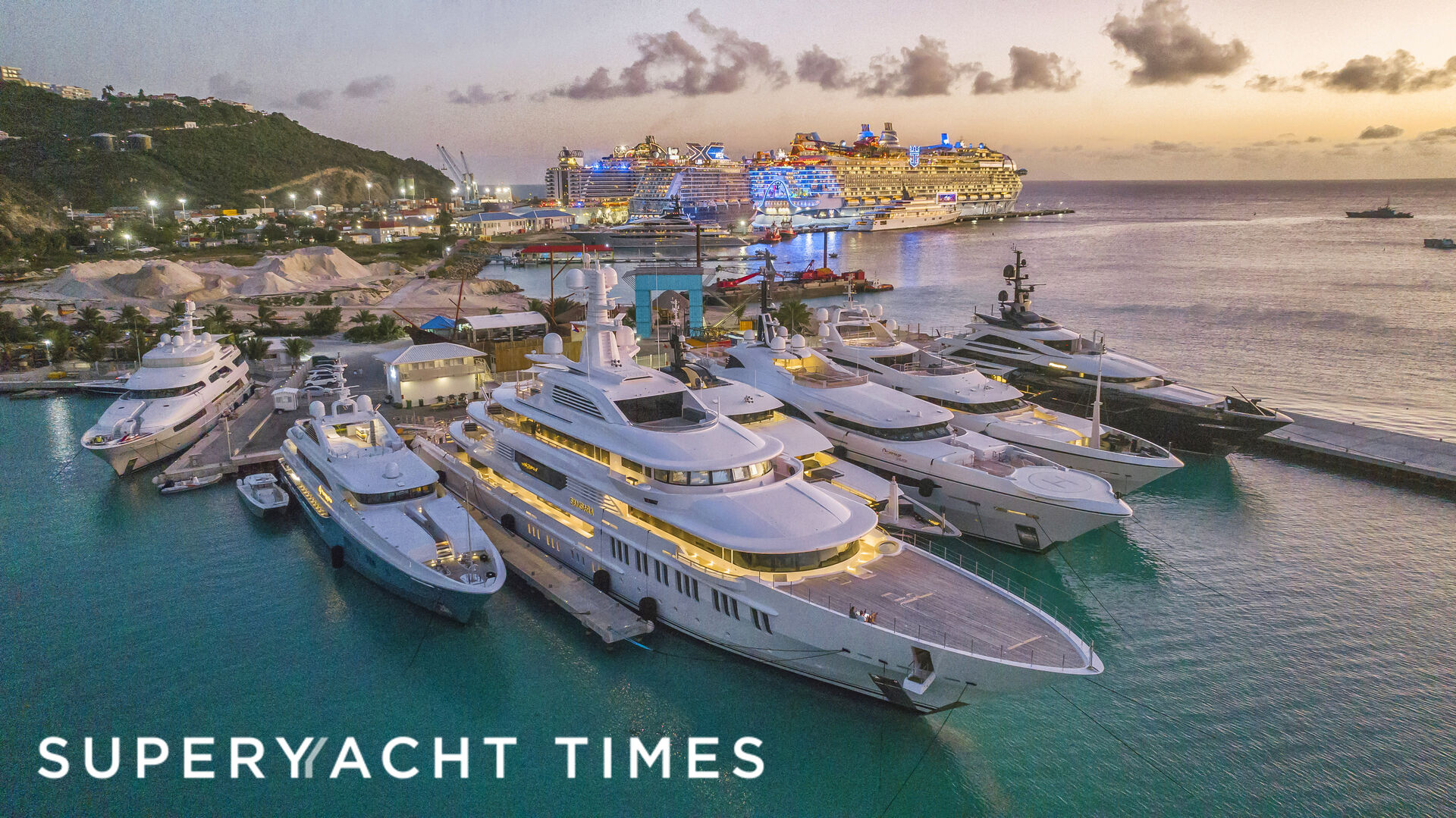 Superyachts docked in Sint Maarten