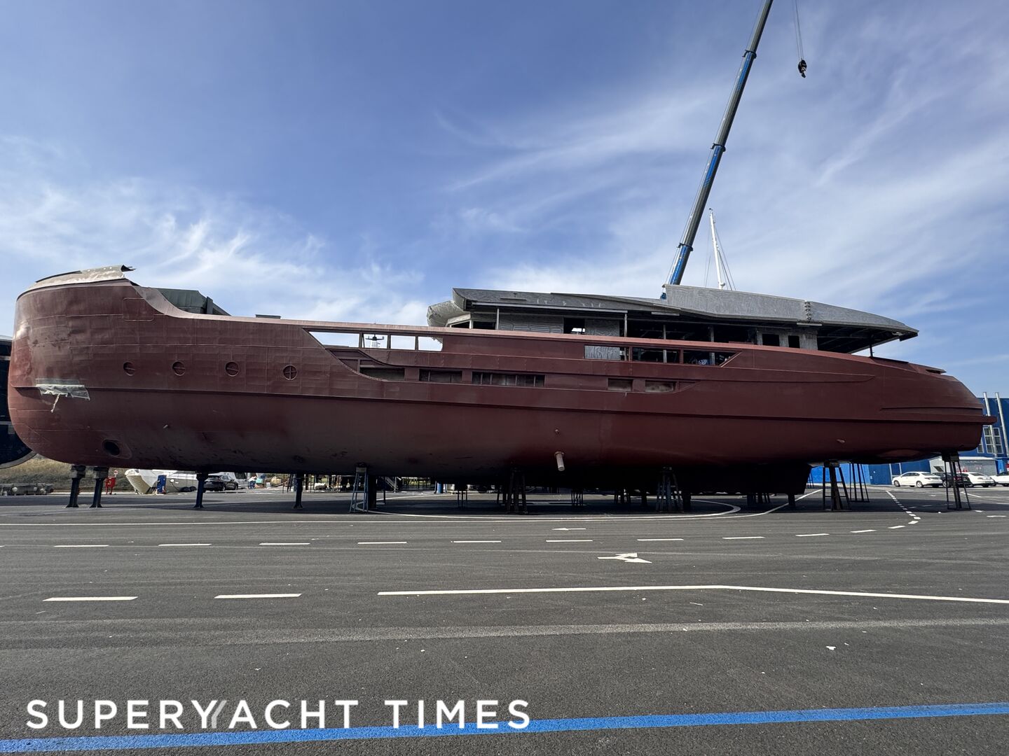 Amer Steel Explorer 41 superyacht moves to outfitting
